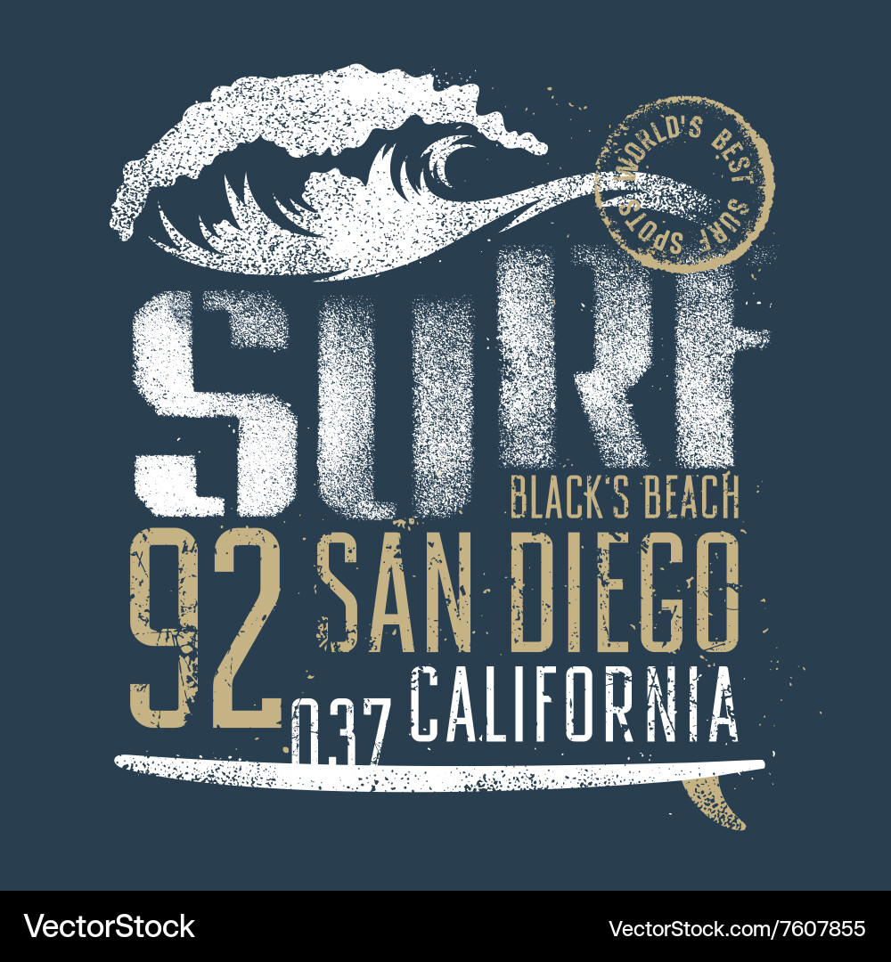California Surf Art - Beach Waves Royalty Free Vector Image