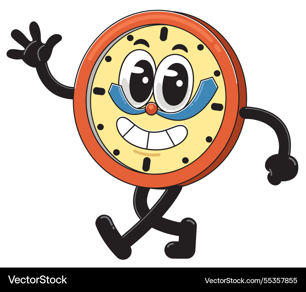 Cartoon clock character Royalty Free Vector Image