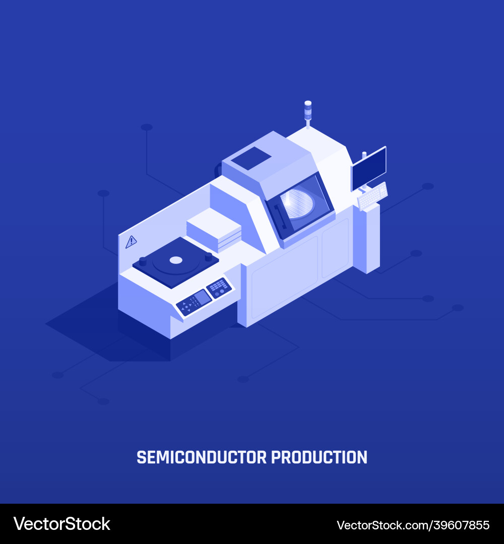 Chip production workstation composition Royalty Free Vector