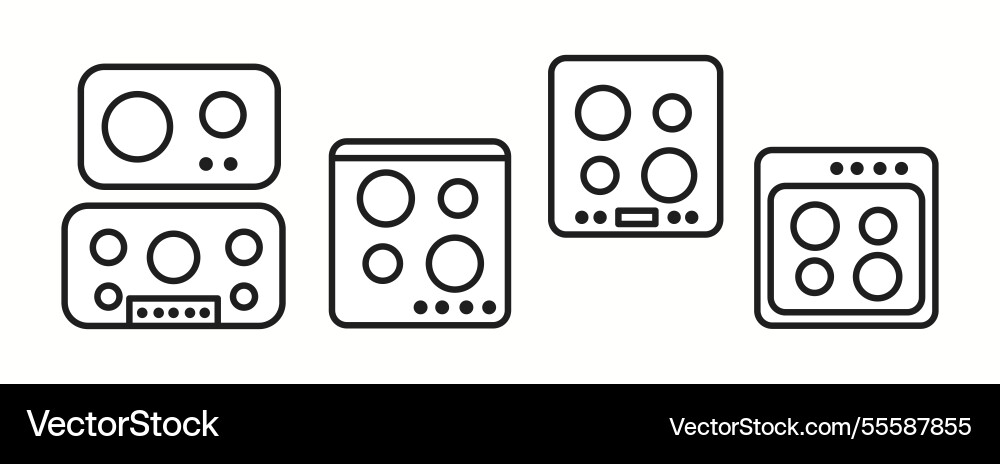 Kitchen cooktop designs in top view Royalty Free Vector