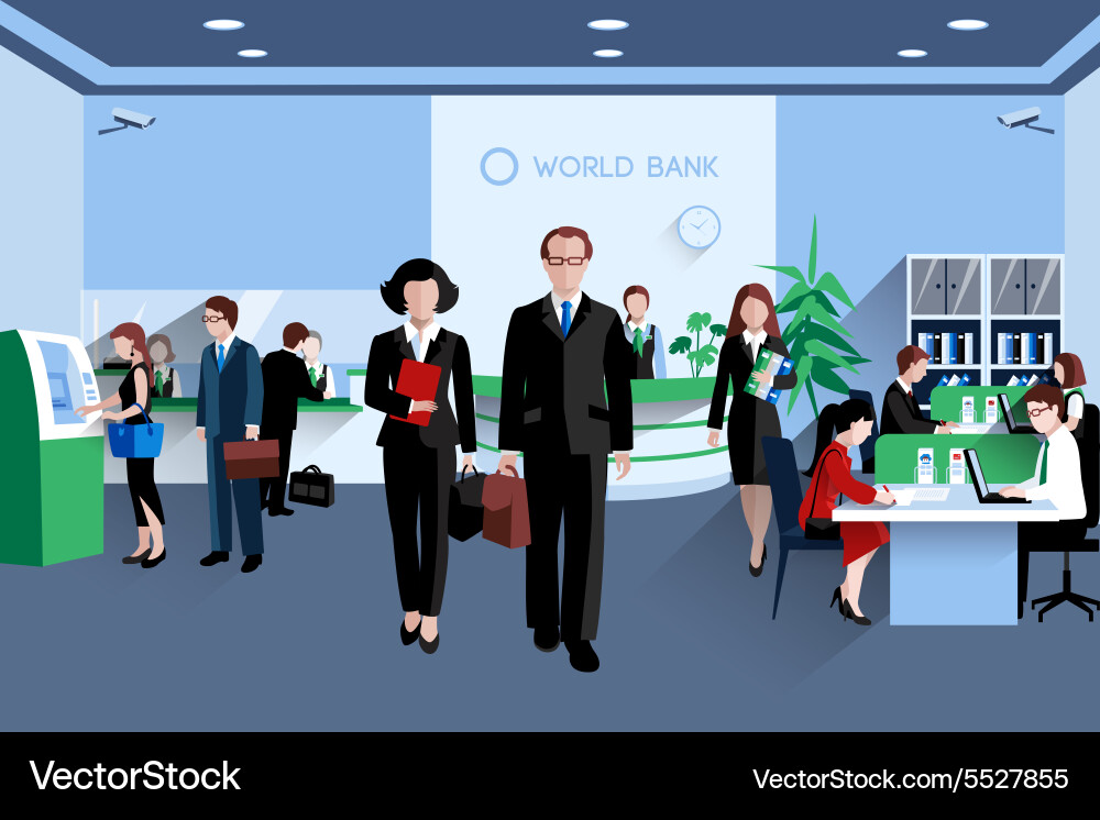 People in bank Royalty Free Vector Image - VectorStock