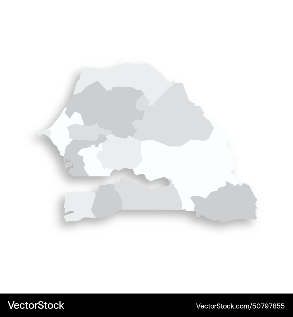 Senegal political map of administrative divisions Vector Image