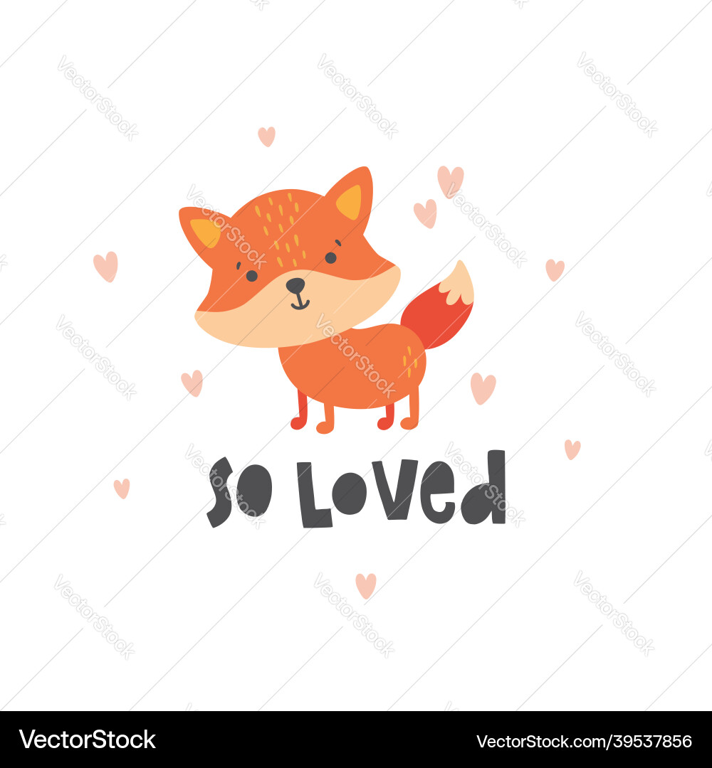 Cute fox and text Royalty Free Vector Image - VectorStock