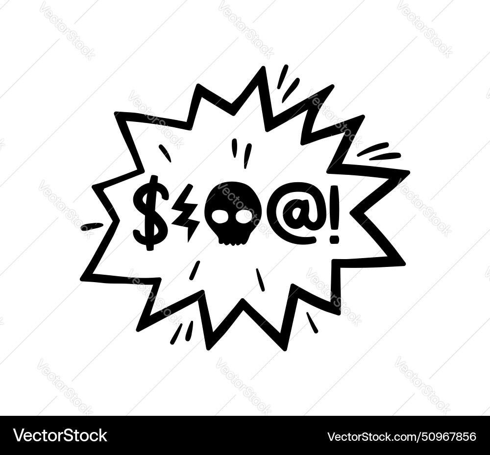 Hate angry talk comic swear emotion speech bubble Vector Image