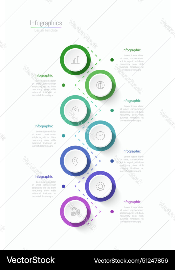 Infographic 7 options design elements Royalty Free Vector