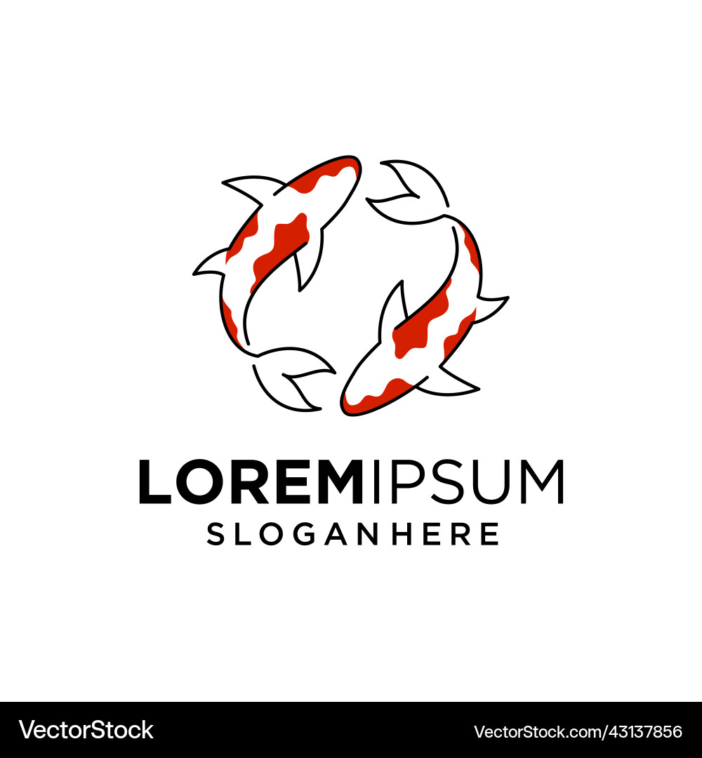Koi fish line art japanese logo Royalty Free Vector Image