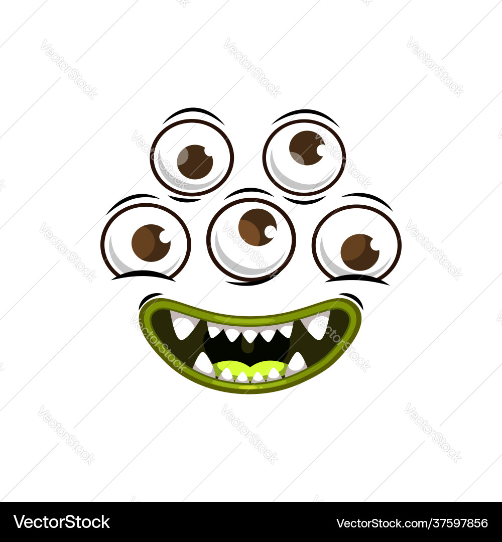 Monster face with three eyes cartoon icon Vector Image