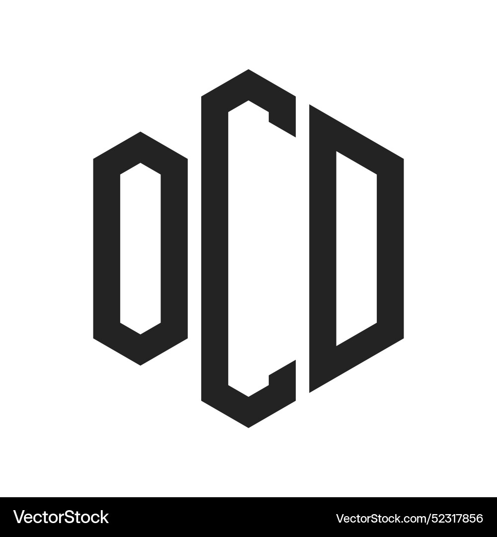 Ocd logo design initial letter monogram Royalty Free Vector