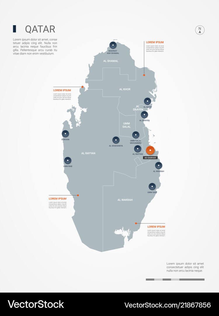 Qatar infographic map Royalty Free Vector Image