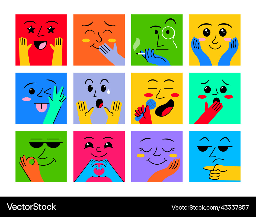 Abstract face characters people avatar with eye Vector Image