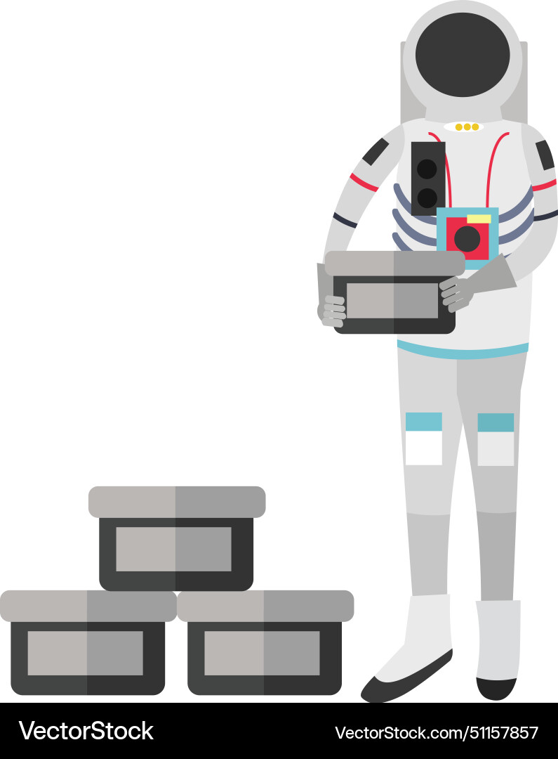 Cosmonaut in spacesuit and helmet stacking pack Vector Image
