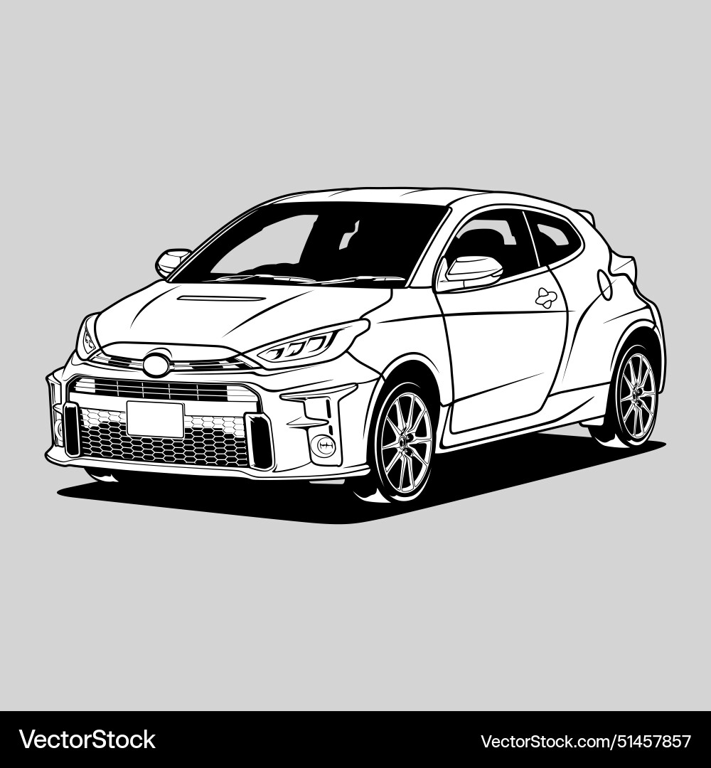 Grmn yaris black and white Royalty Free Vector Image