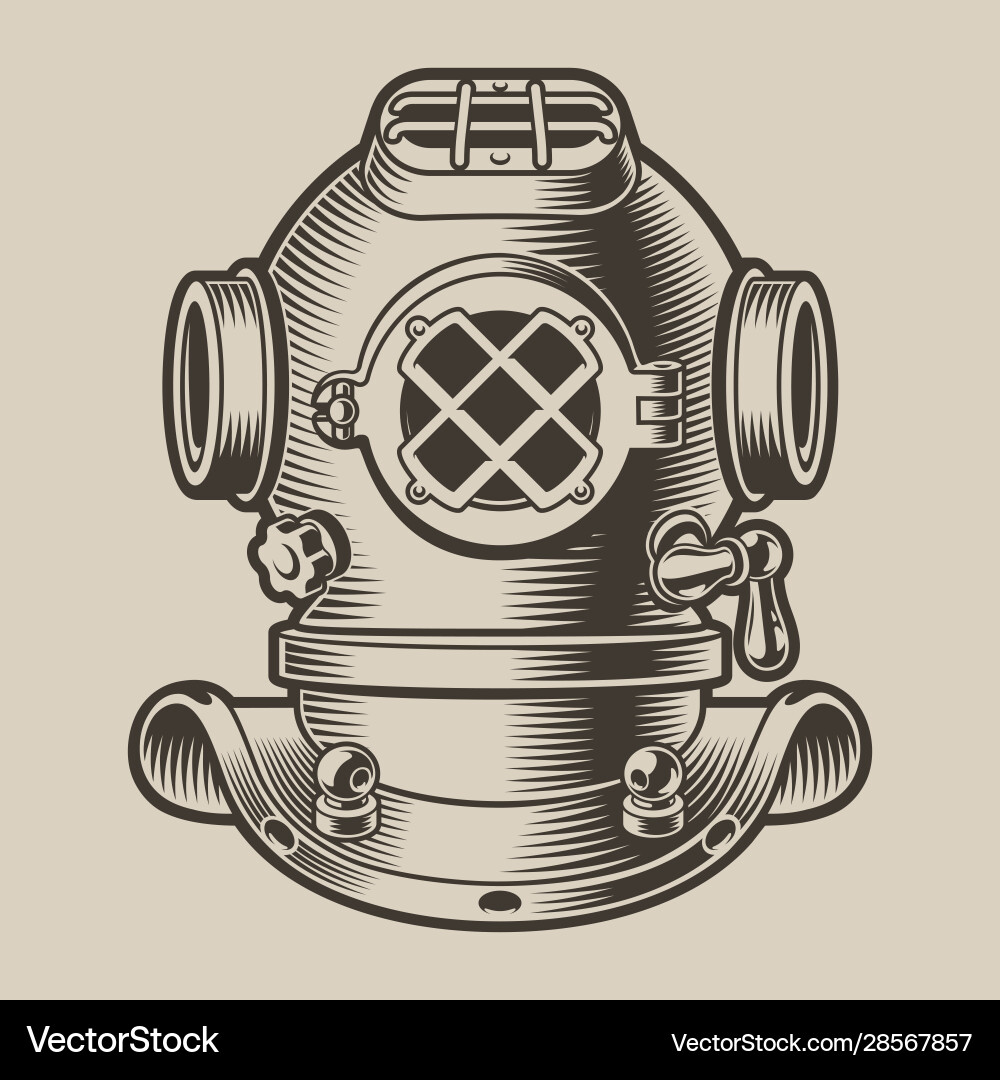 Nautical a vintage diver helmet Royalty Free Vector Image