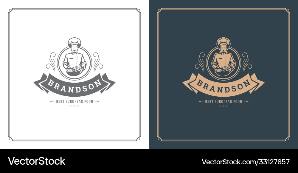 Restaurant label design chef Royalty Free Vector Image