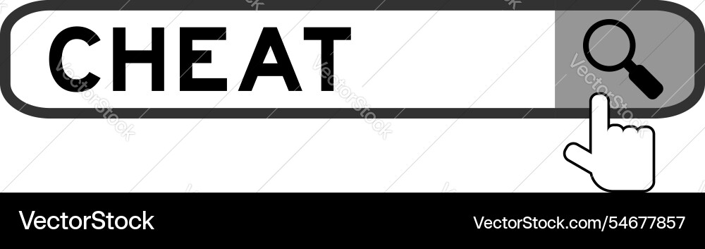 Search banner in word cheat with hand over Vector Image