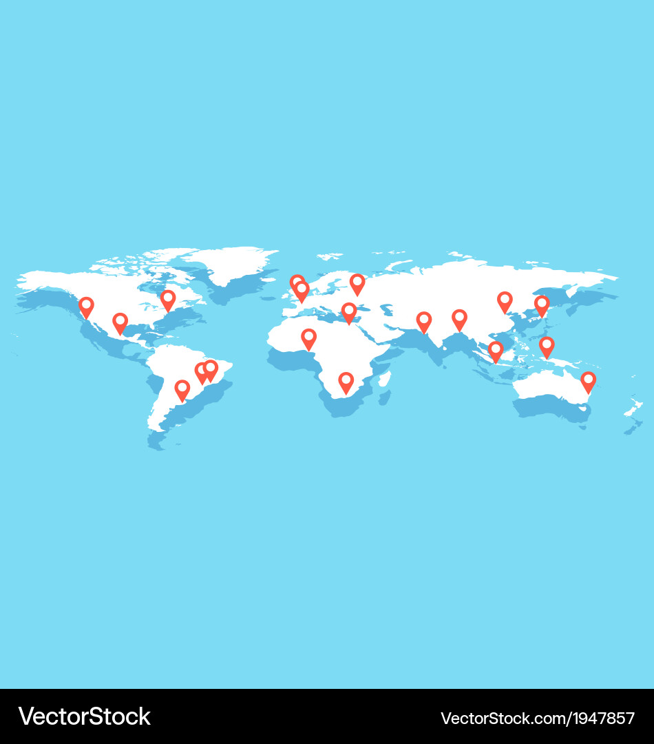 World map with big cities Royalty Free Vector Image