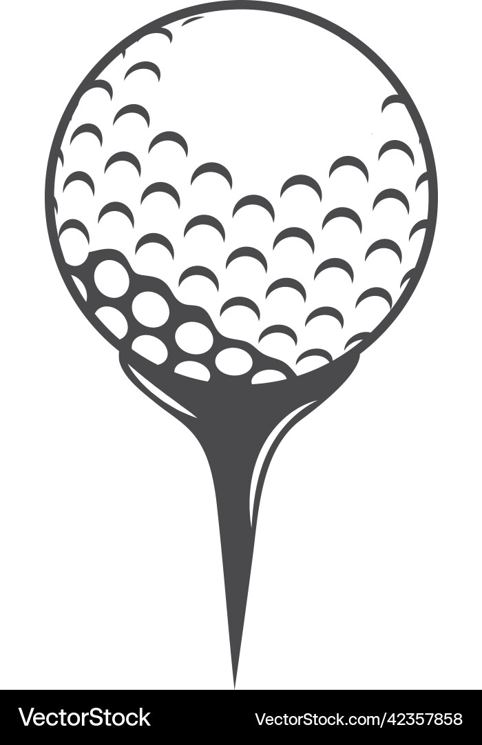 Golf Ball Tee Vector Golf Club And Ball On Tee Hand Drawn Outline