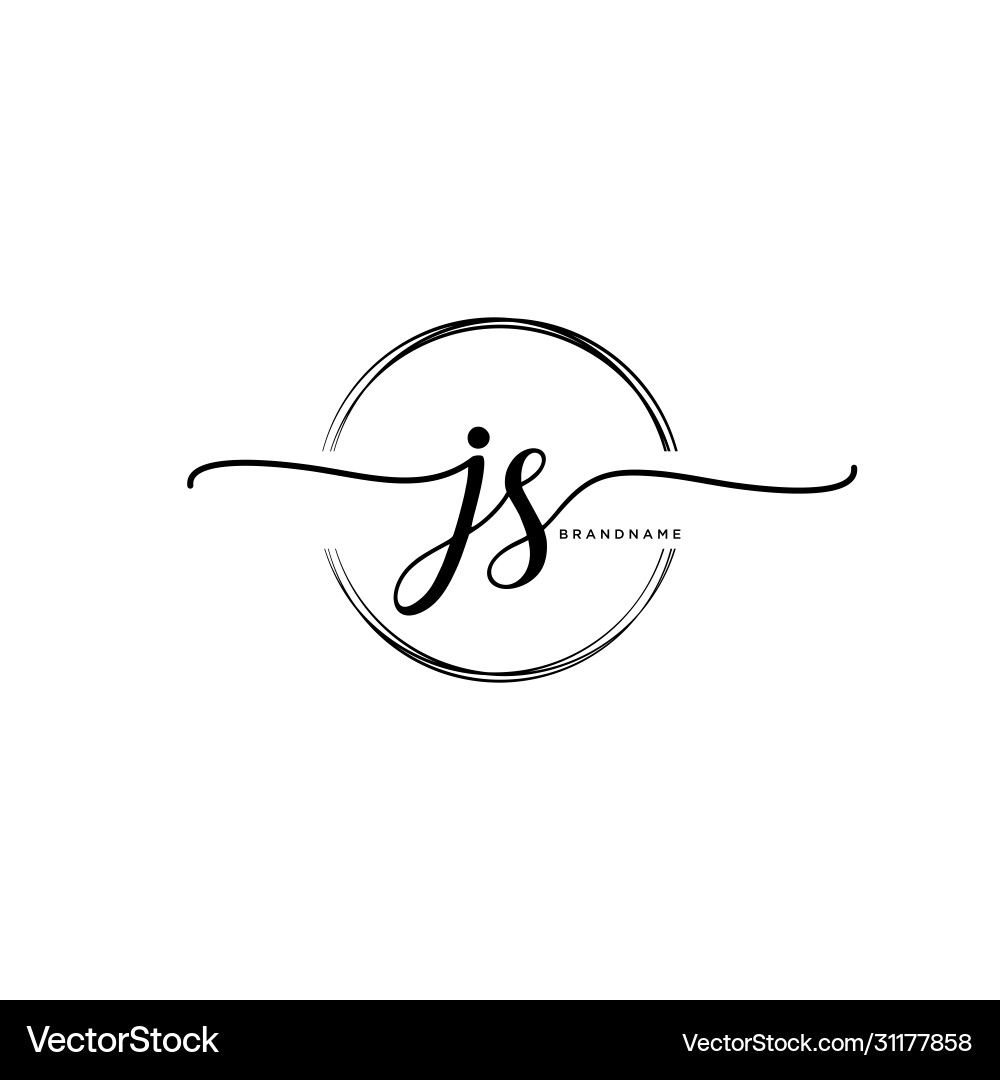 Js initial handwriting logo with circle template Vector Image