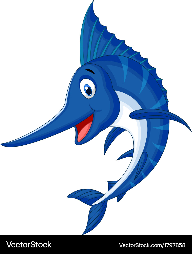Marlin fish cartoon Royalty Free Vector Image - VectorStock