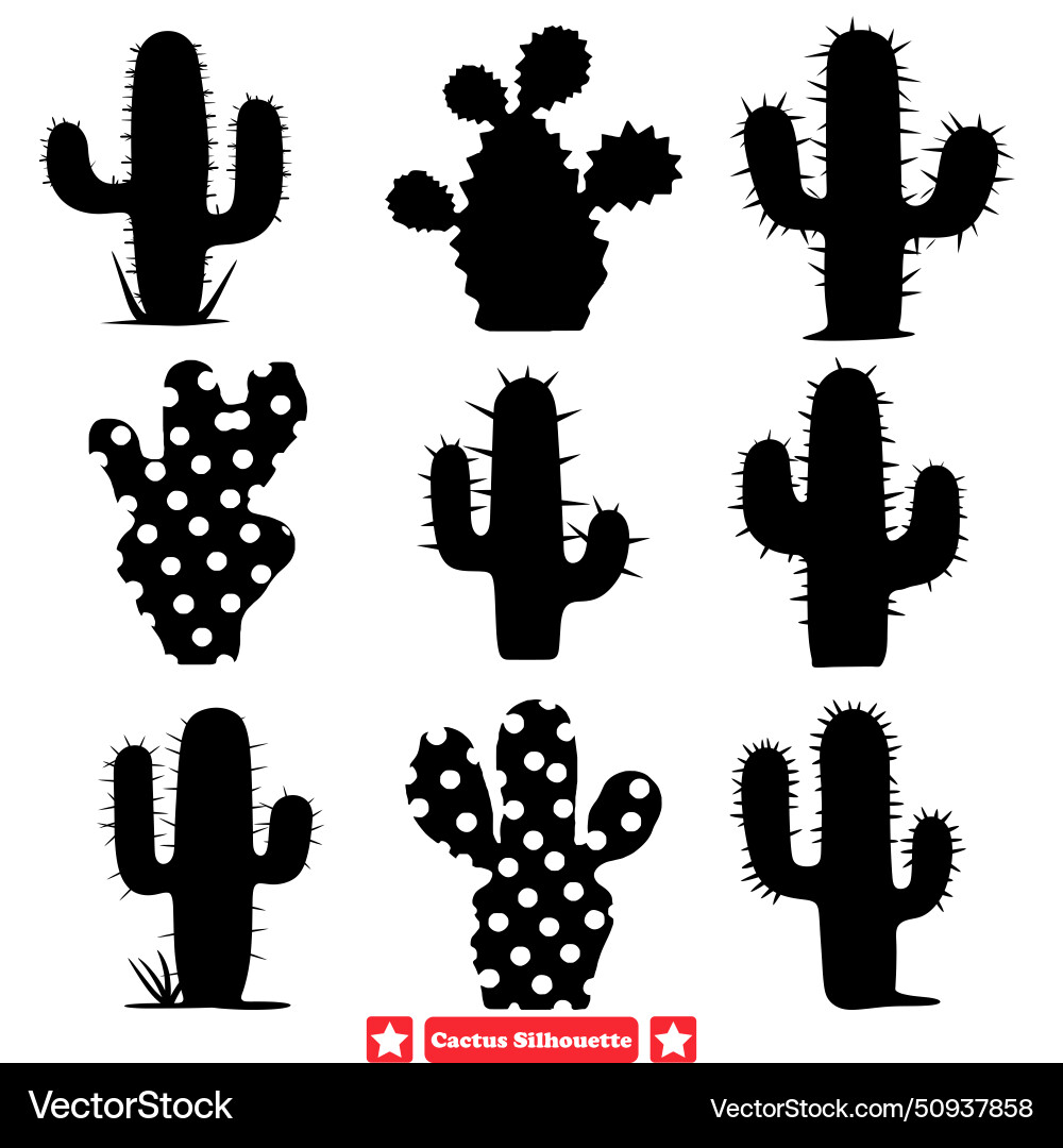 Prickly paradise mesmerizing cactus silhouettes Vector Image
