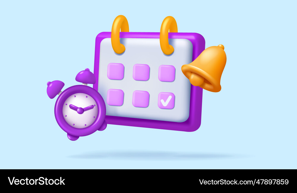 3d Kalender Zeitverwaltung Symbole Monat Zeitplan Vektorbild