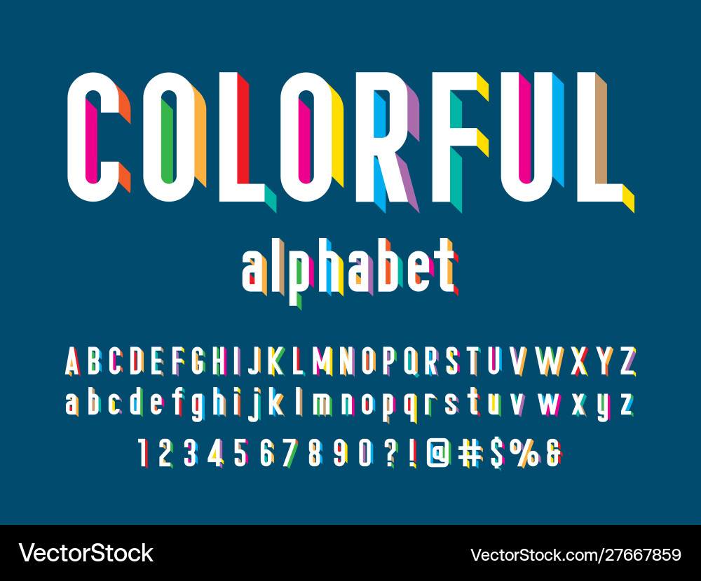 3d colorful font Royalty Free Vector Image - VectorStock