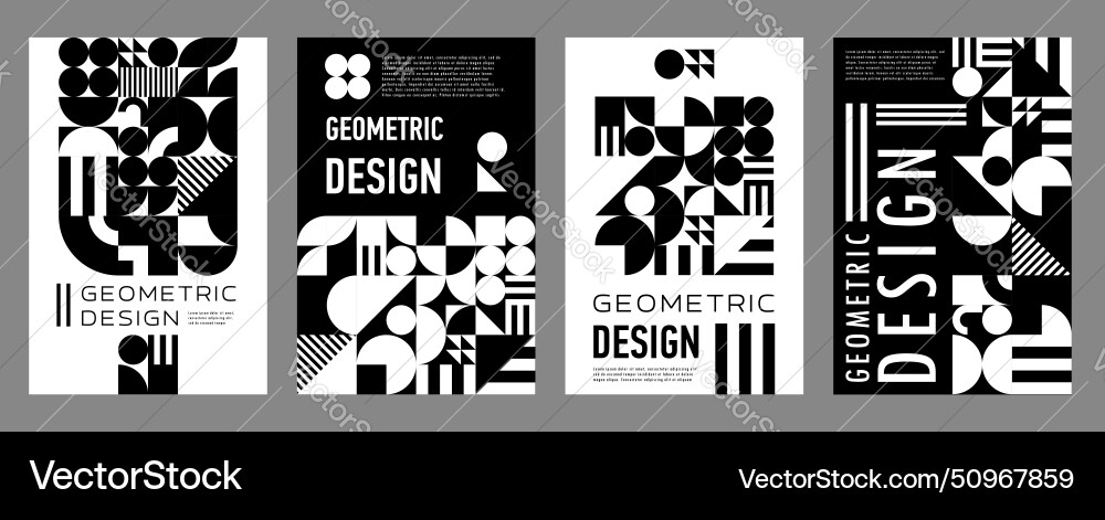 Abstract monochrome modern geometric style poster Vector Image