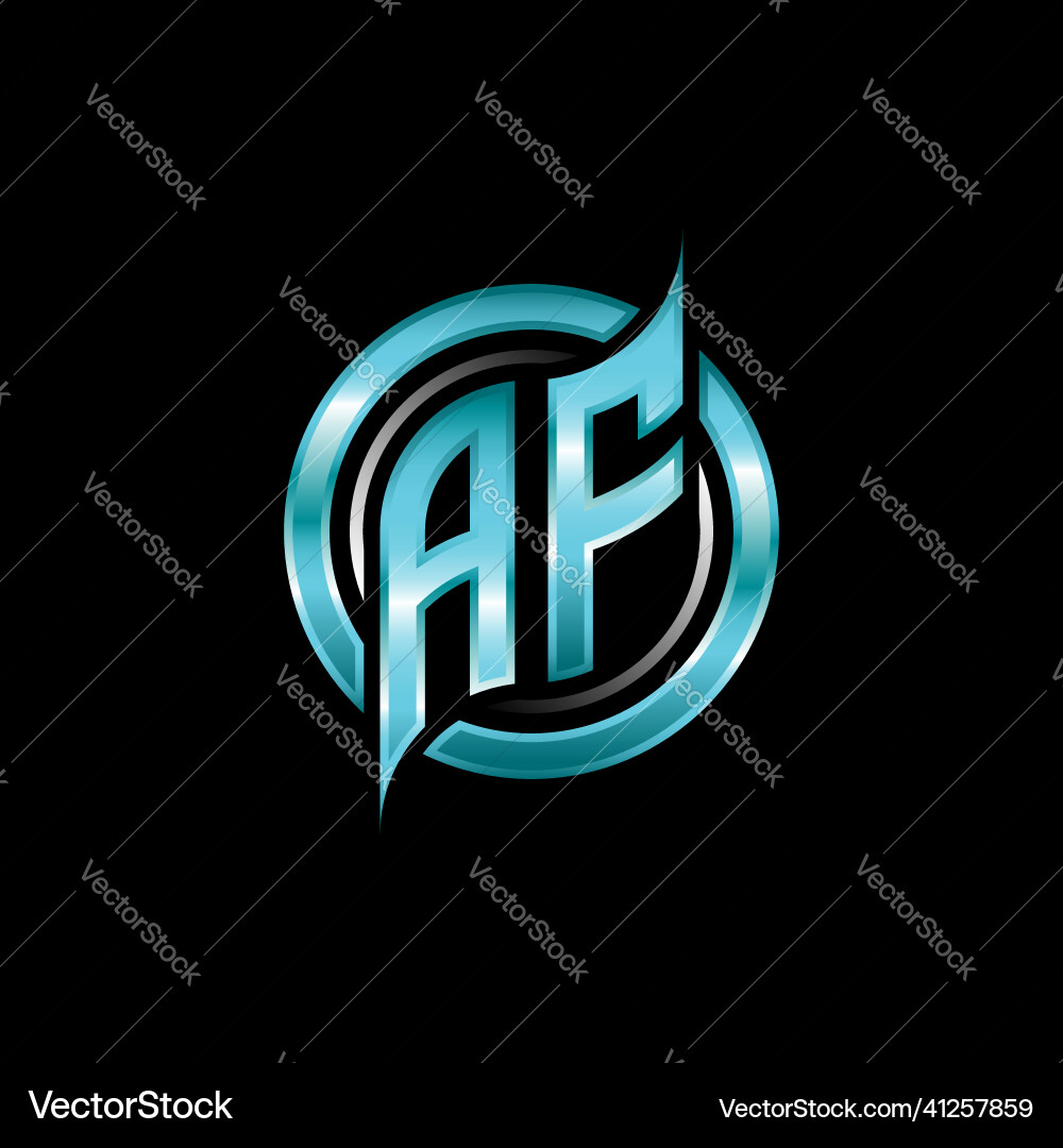 Af initial monogram logo circle rounded Royalty Free Vector