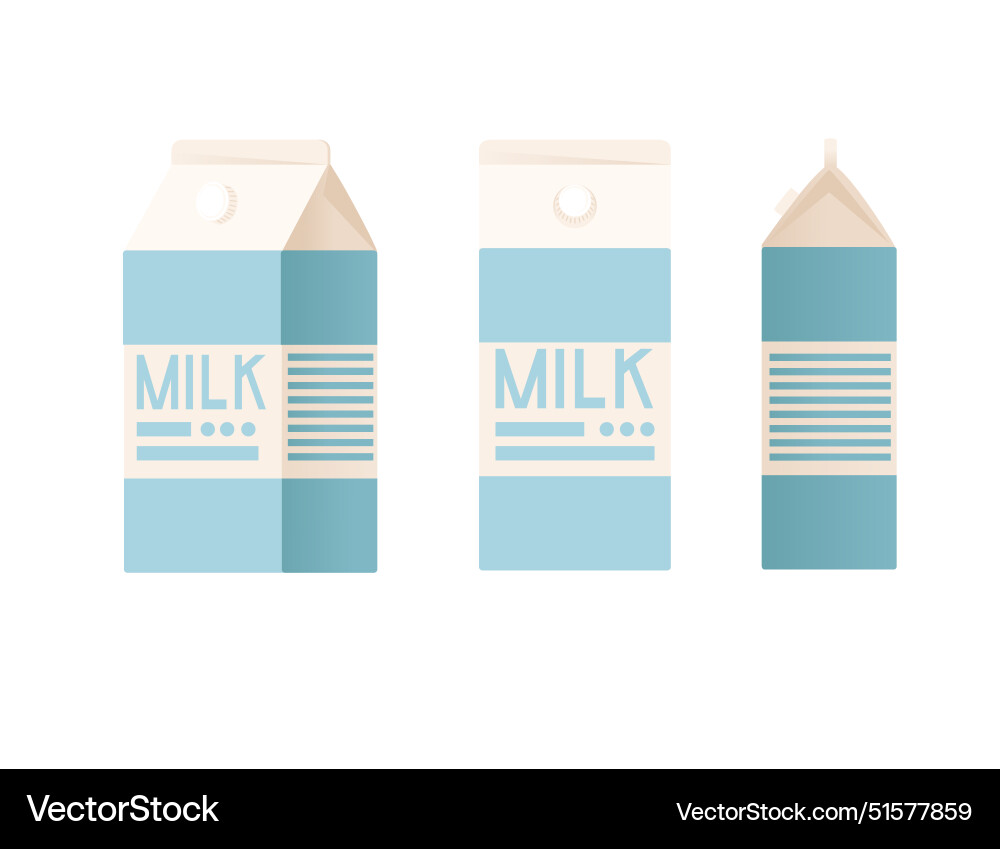 Cartoon package for milk with label white Vector Image