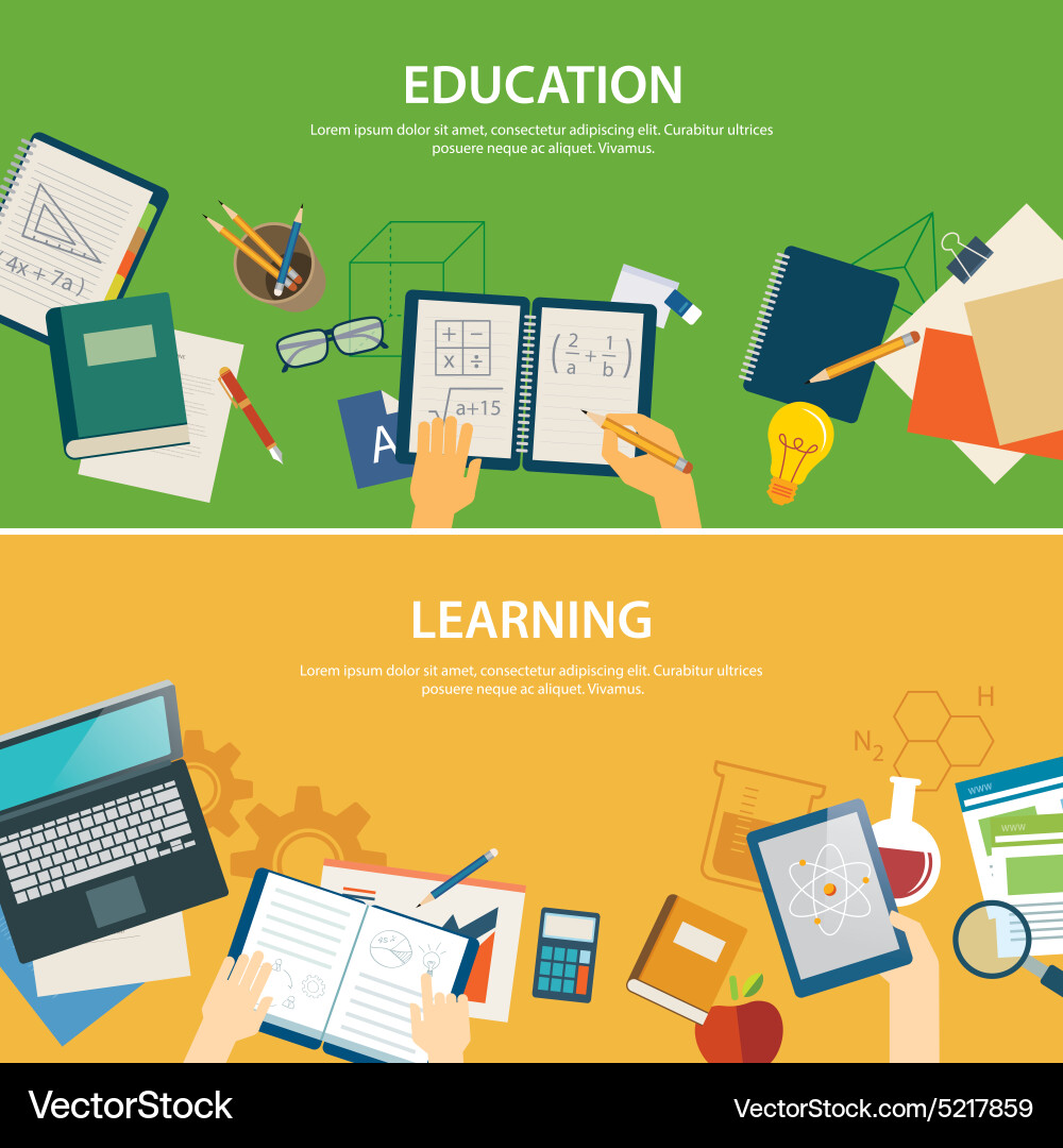 Education and learning banner flat design template