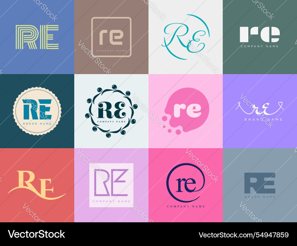 Re logo firma vorlagen Buchstaben r und e logotype