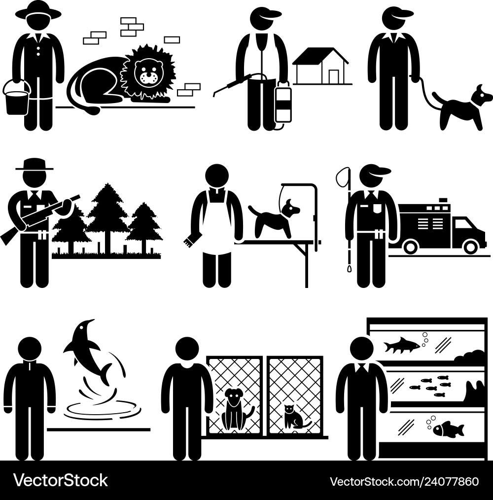 Animals jobs occupations careers - zookeeper Vector Image