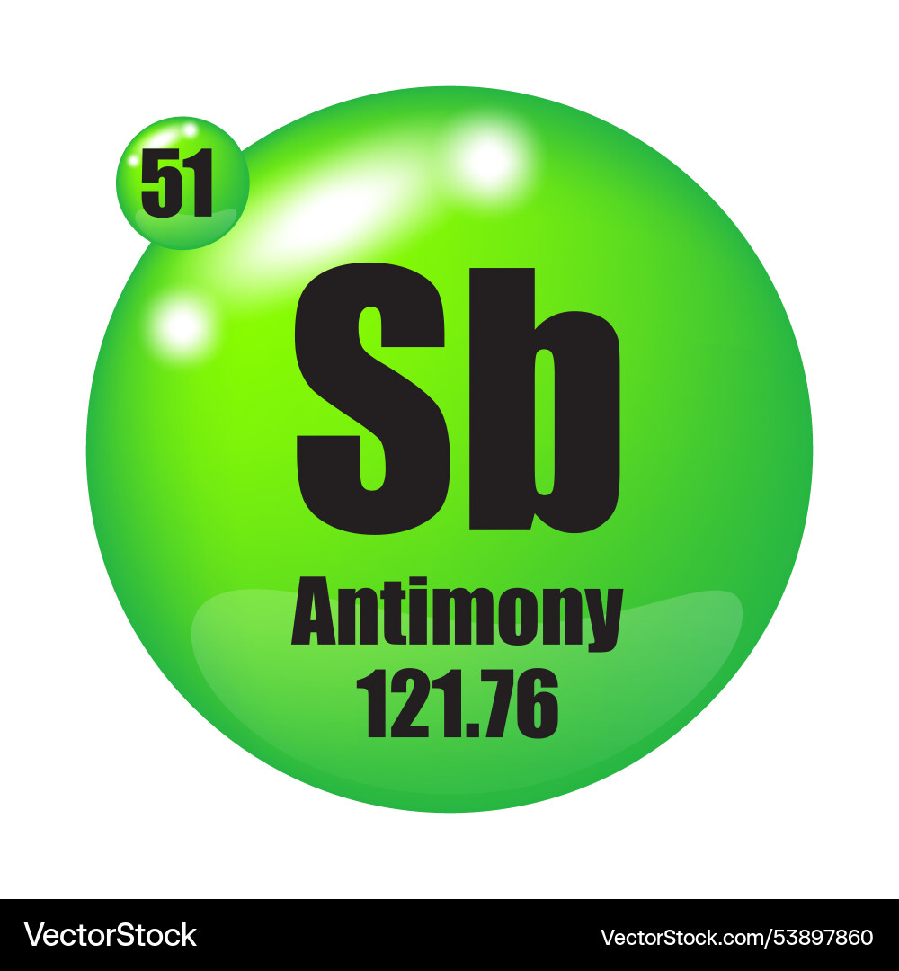 Antimony icon sb chemical element atomic number Vector Image