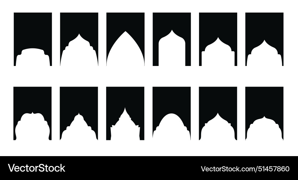 Arabic shapes windows and arches traditional Vector Image