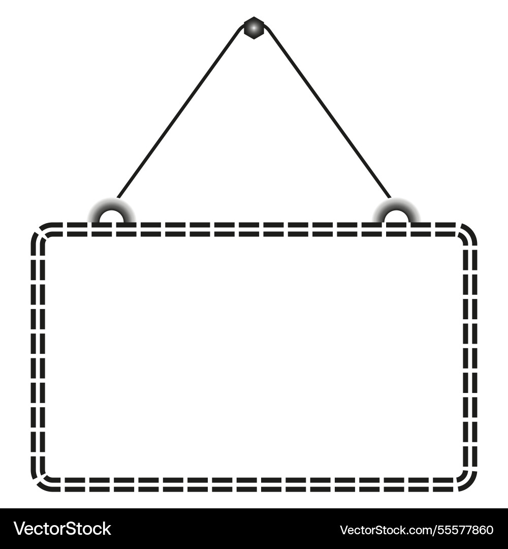 Blank hanging sign rectangular frame dashed Vector Image