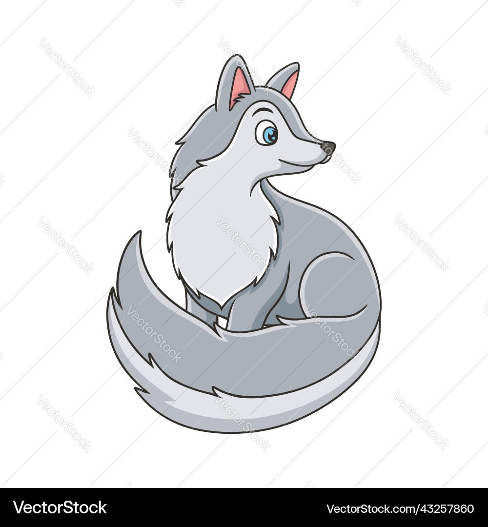 Cartoon the wolf is sitting relaxing Royalty Free Vector