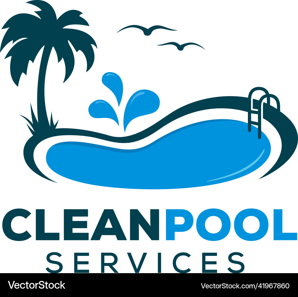Clean pool service logo design Royalty Free Vector Image