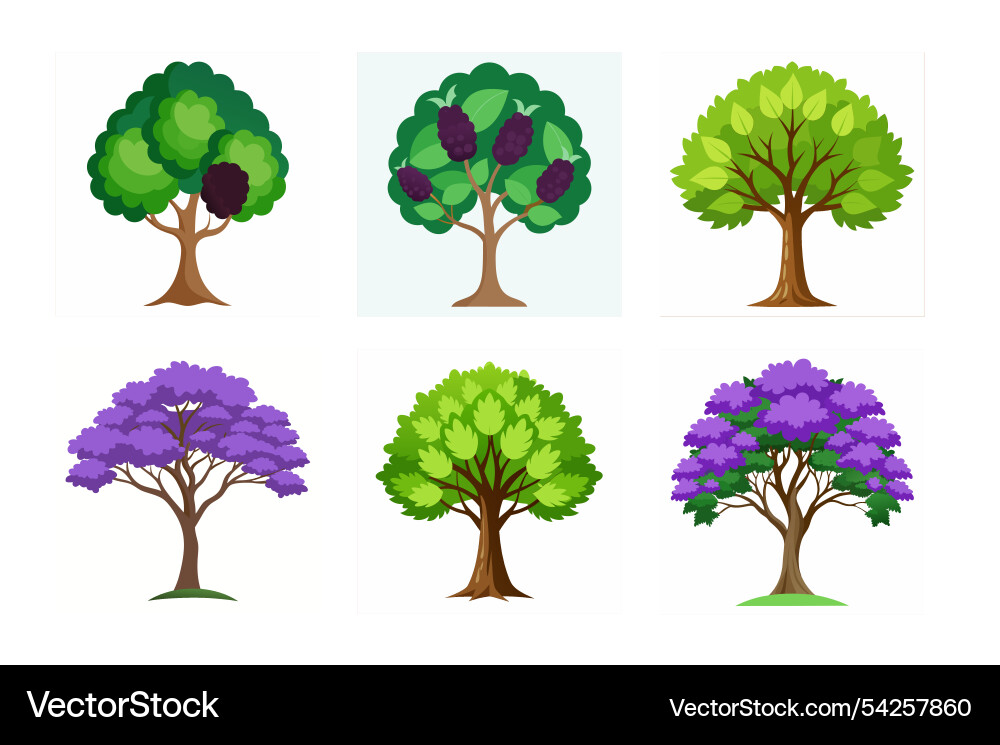 Jacaranda hornbeam mulberry tree icon art Vector Image