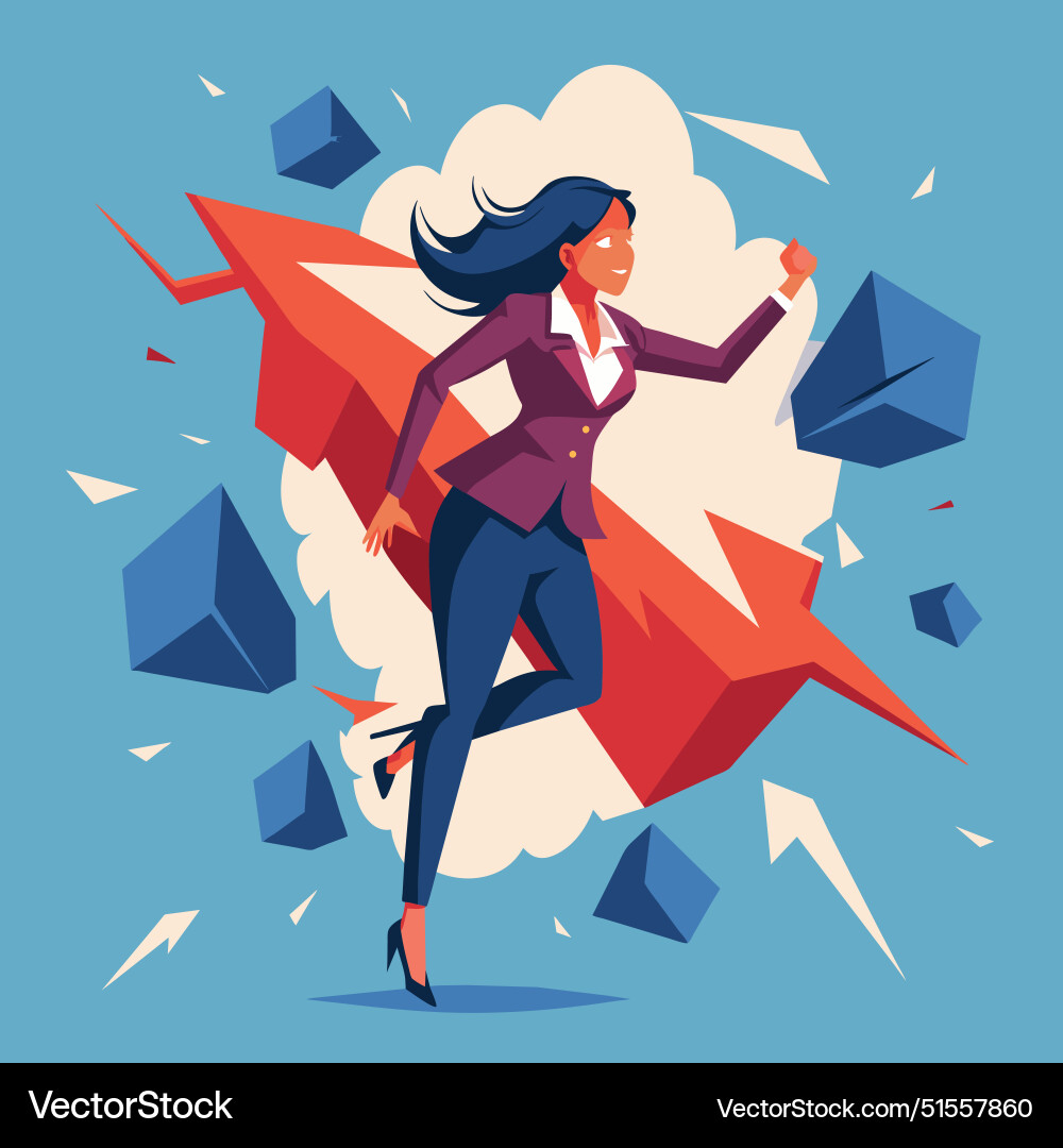 Overcome obstacle or breakthrough wall courage Vector Image