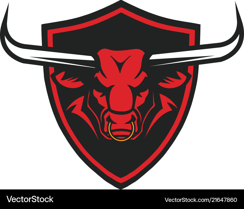 Shield bull head logo Royalty Free Vector Image