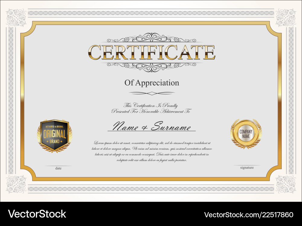 Zertifikat oder Diplom Retro Vintage Design 01 Vektorbild