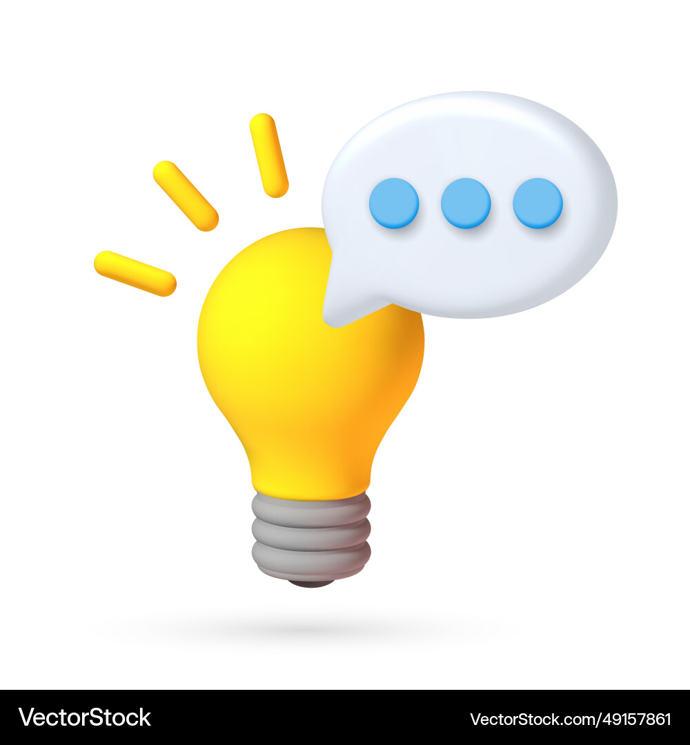 3d yellow lighting bulb icon render symbol Vector Image