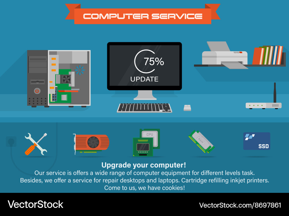 Computer service banner Royalty Free Vector Image