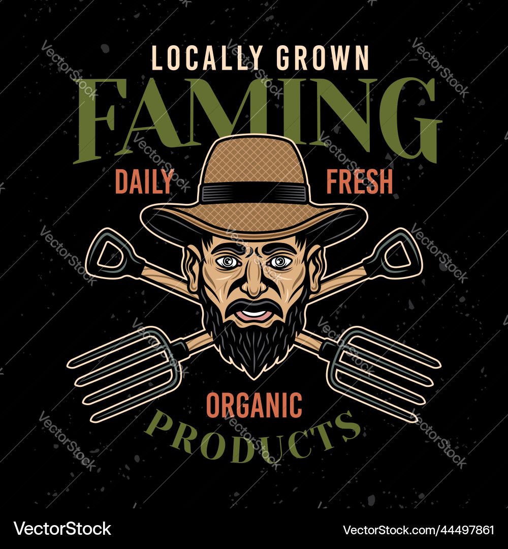 Farming emblem logo badge or label Royalty Free Vector Image