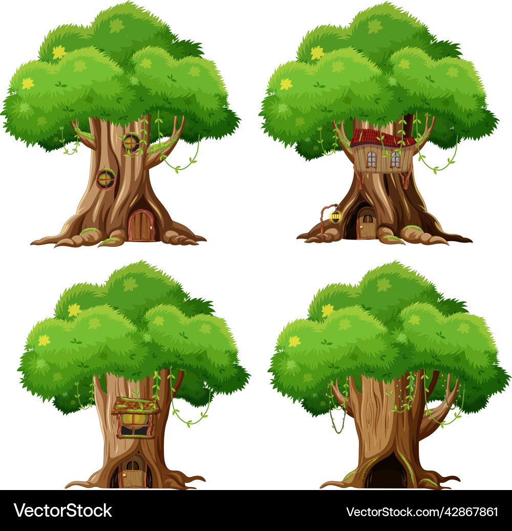 Großer Baum isoliert Cartoon Lizenzfreies Vektorbild