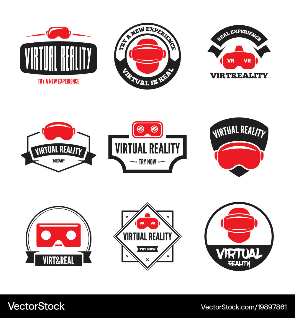 Isolated vr headset logotype set virtual reality Vector Image