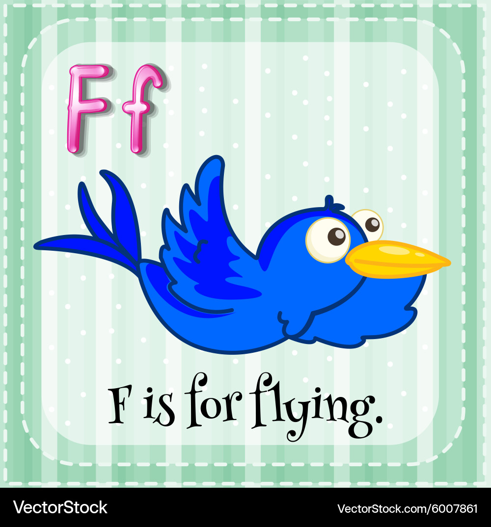 Letter F Flashcard - Flying Bird Royalty Free Vector Image