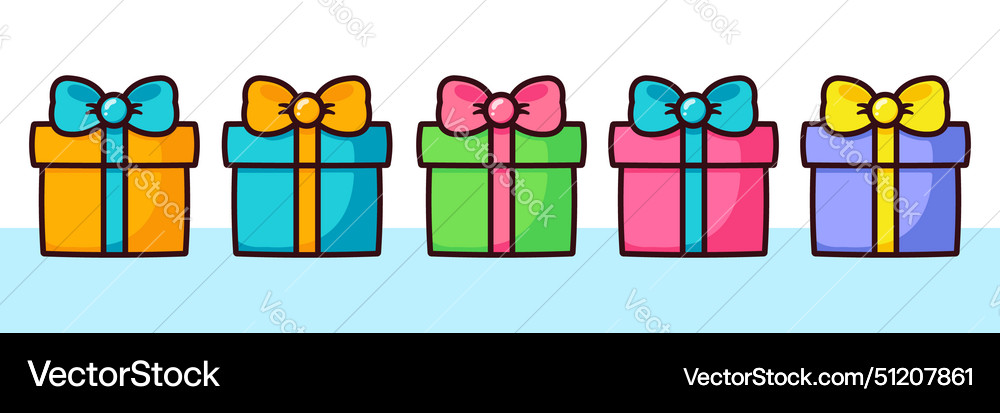 Set of cartoon multicolored gift boxes box Vector Image