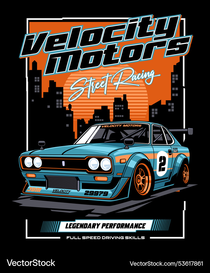 Velocity motors steet racing Royalty Free Vector Image