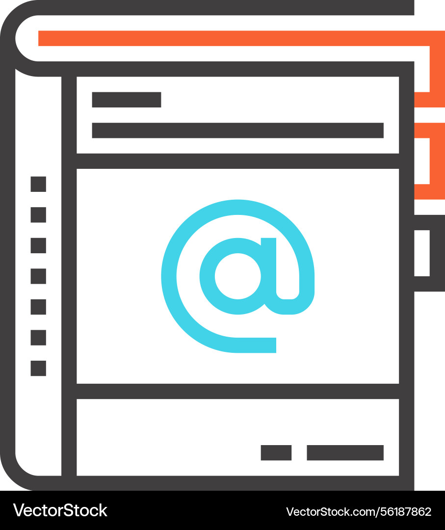 Address book flat line web icon concept Royalty Free Vector